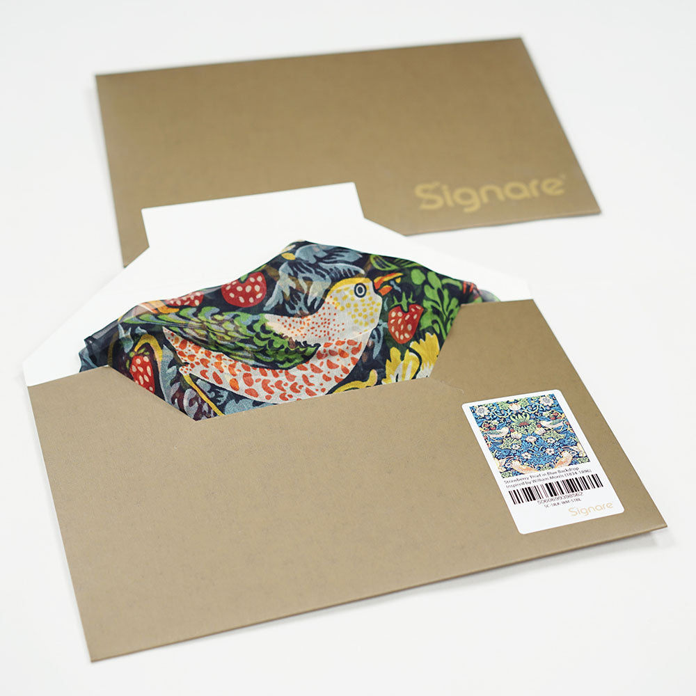 William Morris Strawberry Thief Blue - 100% Pure Silk Scarf – Signare ...