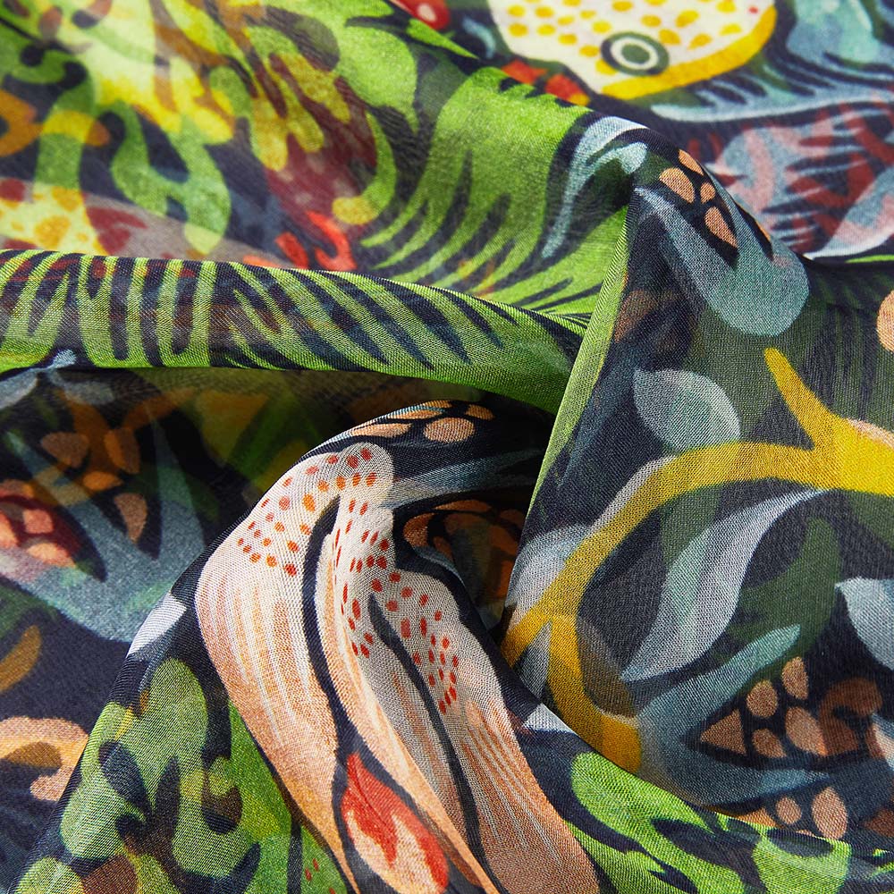 William Morris Strawberry Thief Blue - 100% Pure Silk Scarf – Signare ...