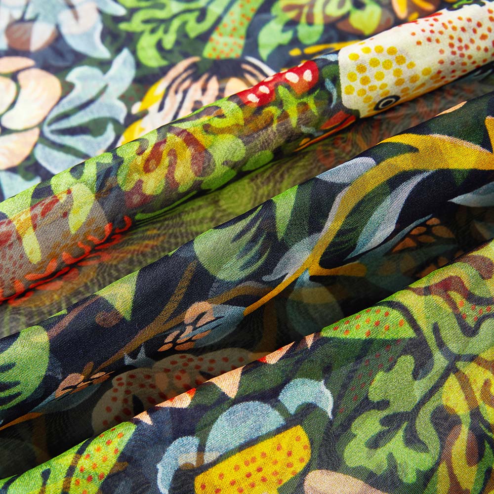 William Morris Strawberry Thief Blue - 100% Pure Silk Scarf – Signare ...